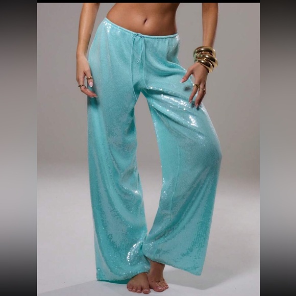 Pants & Jumpsuits | Musera Sequin Aqua Wideleg Pants | Poshmark